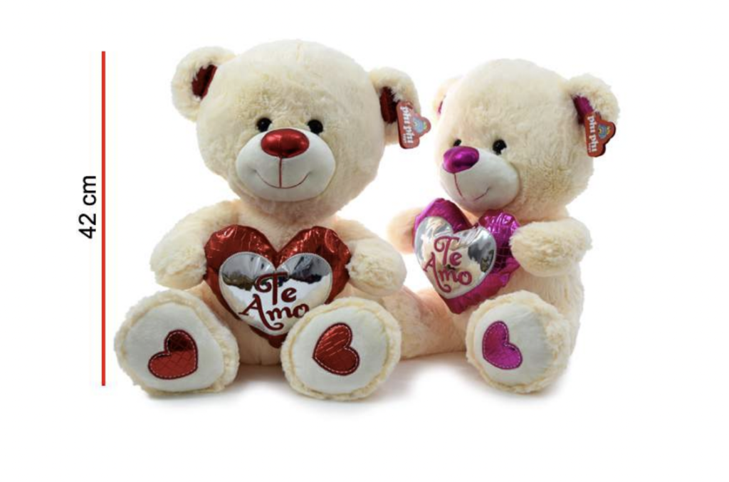OSO CON CORAZON METALIZADO TE AMO 42CM x 1 - Flores Adry - Envío de Flores en CABA y GBA Norte